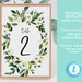 Greenery Table Numbers TEMPLATE. Organic Table Decor EDITABLE - Etsy