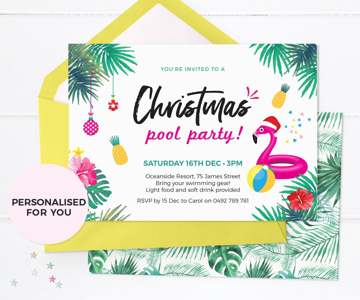 Tropical Pool Party Invitation TEMPLATE EDITABLE Pool Party | Etsy