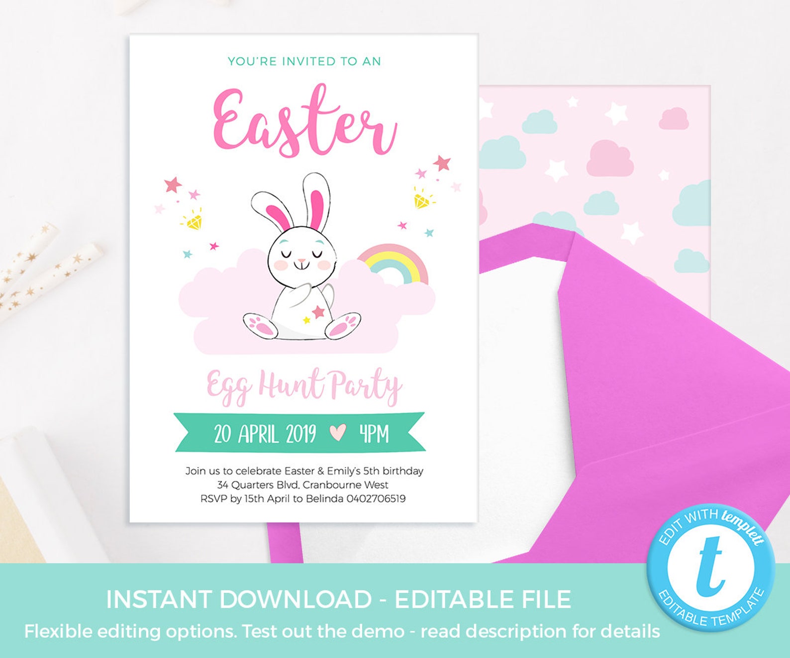 Large Bunny Cutout, PRINTABLE Digital Easter Bunny Cardboard Cut Out ...