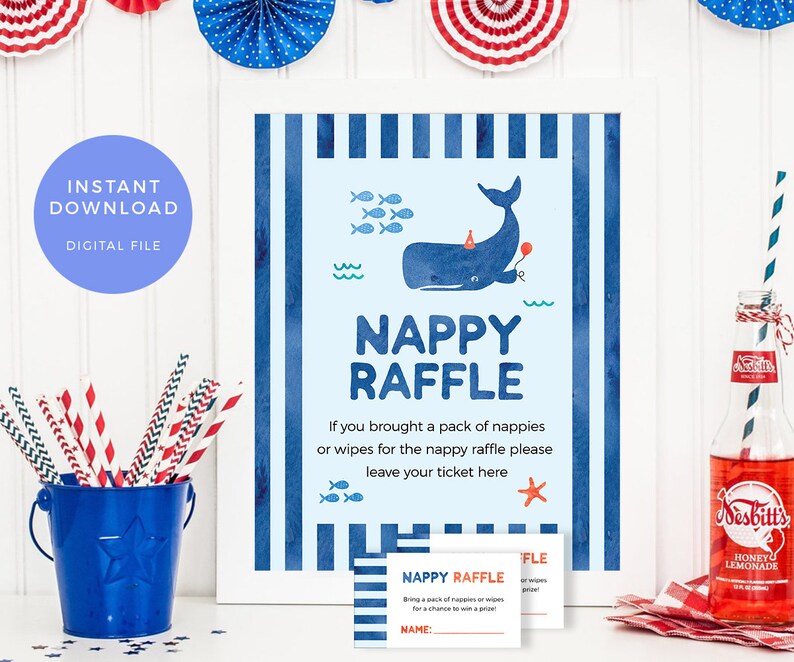 Nappy Raffle Sign and Ticket INSTANT Download Nautical Nappy - Etsy