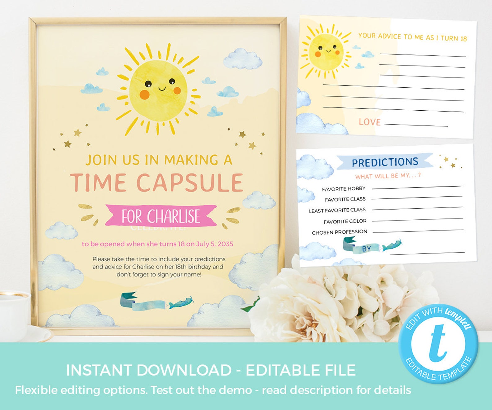 Sunshine Water Bottle Labels PRINTABLE Little Sunshine Label | Etsy