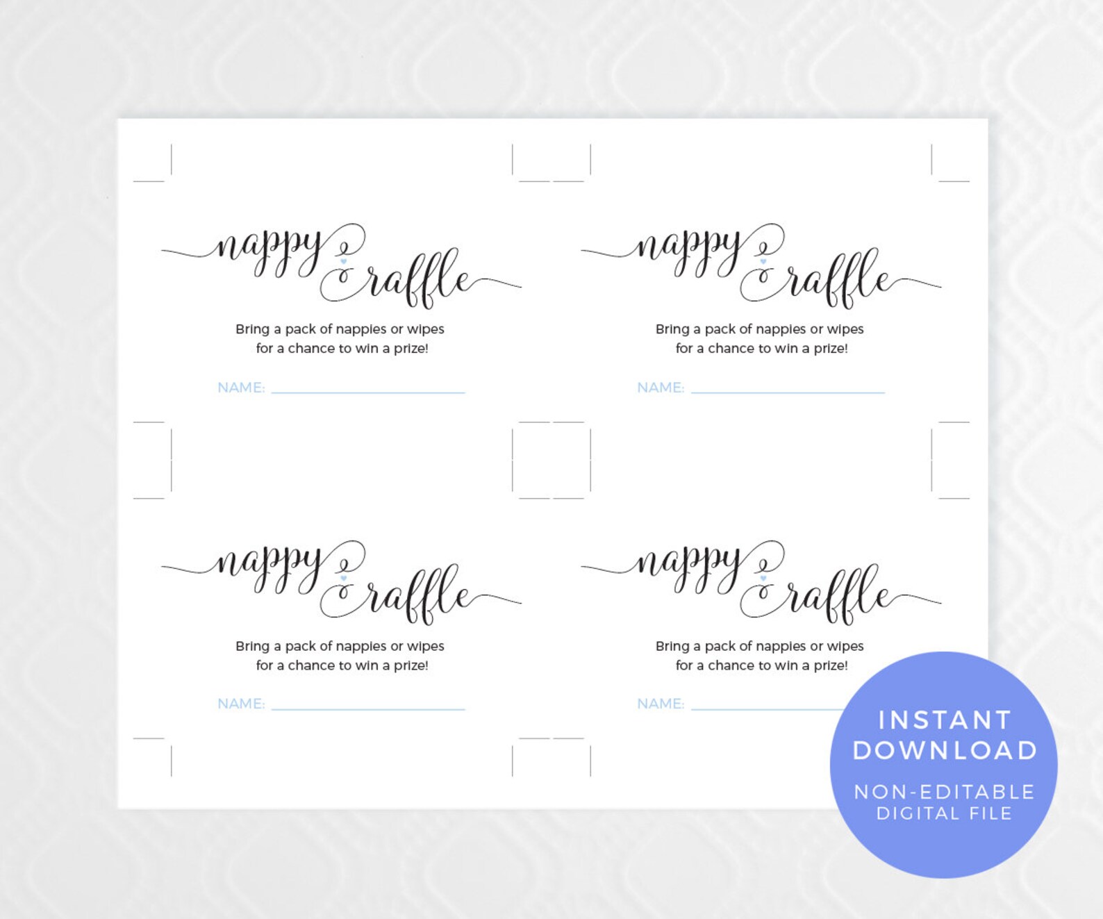 Nappy Raffle Sign and Tickets Printable Black Elegant Baby - Etsy
