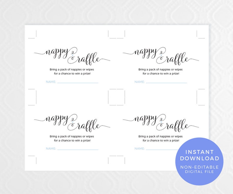 Nappy Raffle Sign and Tickets Printable Black Elegant Baby - Etsy