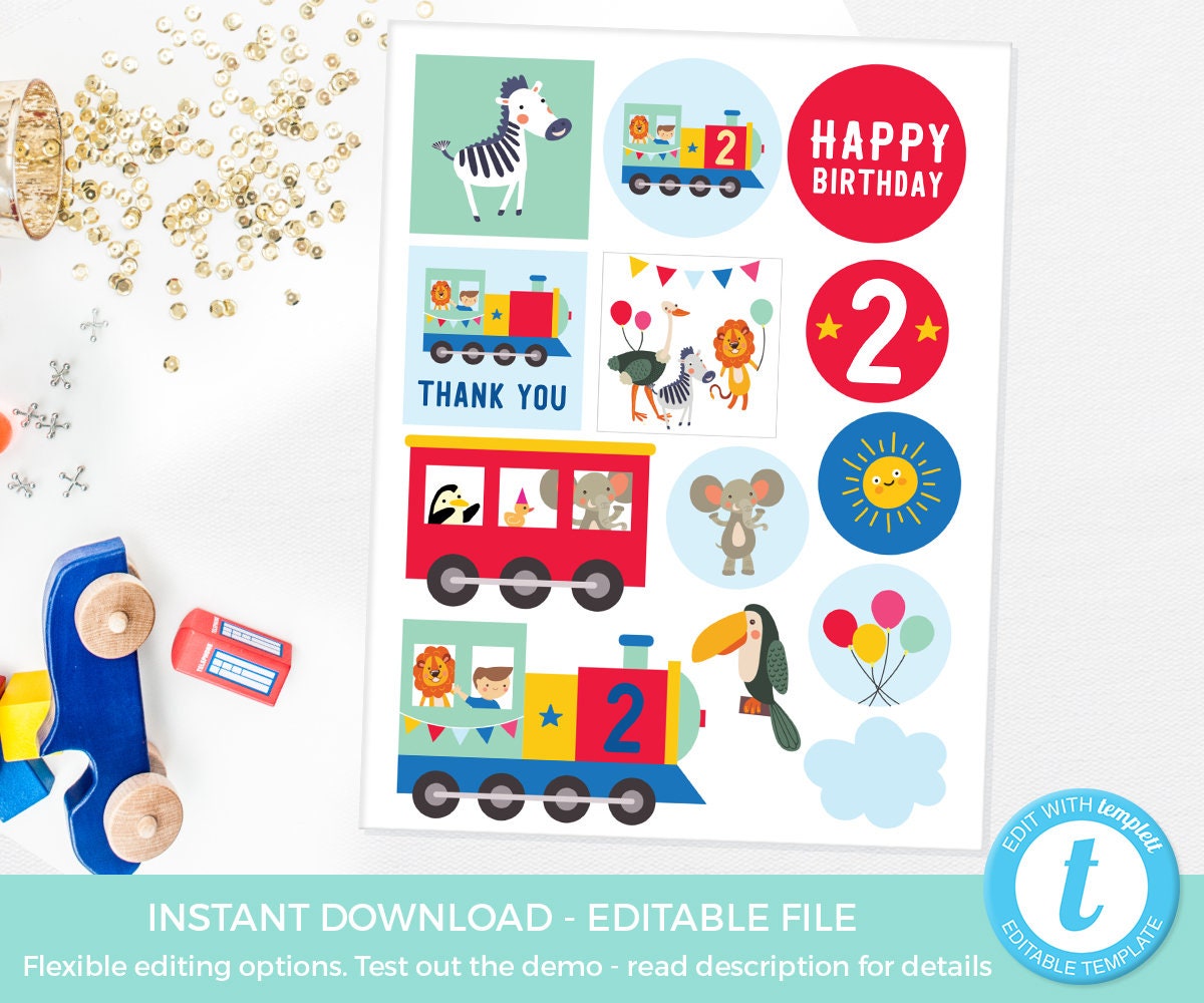 Train Tags & Toppers Set EDITABLE Template Train Labels - Etsy