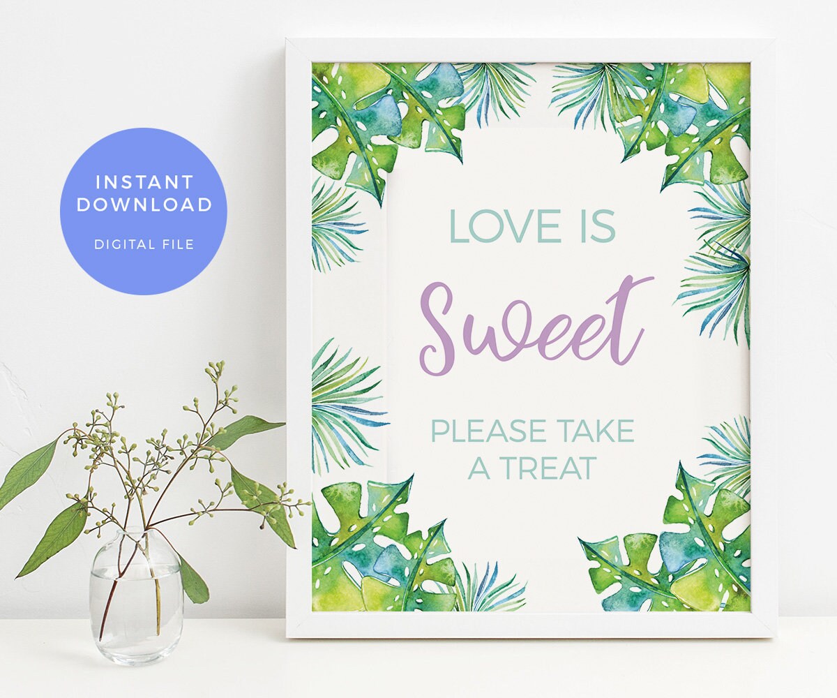Tropical Love is Sweet Sign PRINTABLE. Sweet Treats Baby | Etsy