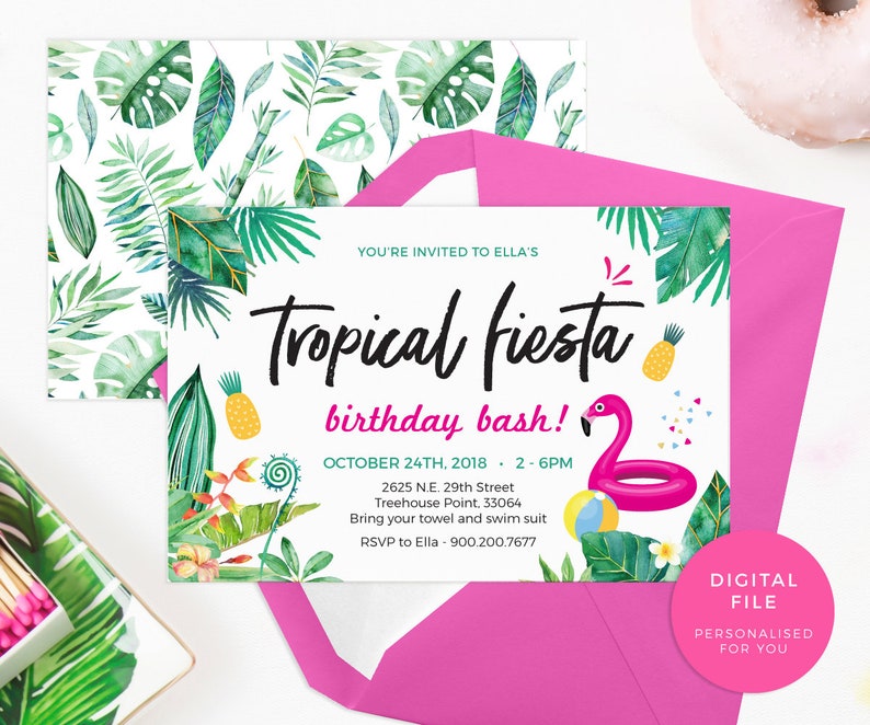 Tropical Pool Party Invitation TEMPLATE EDITABLE Pool Party | Etsy