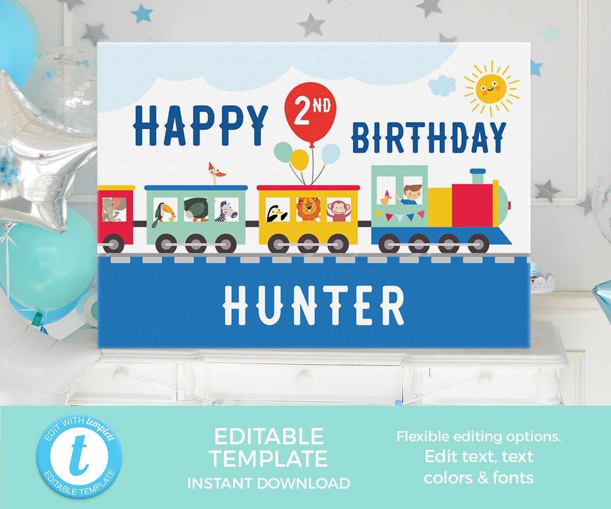 Train Invitations EDITABLE template Animal Zoo birthday | Etsy