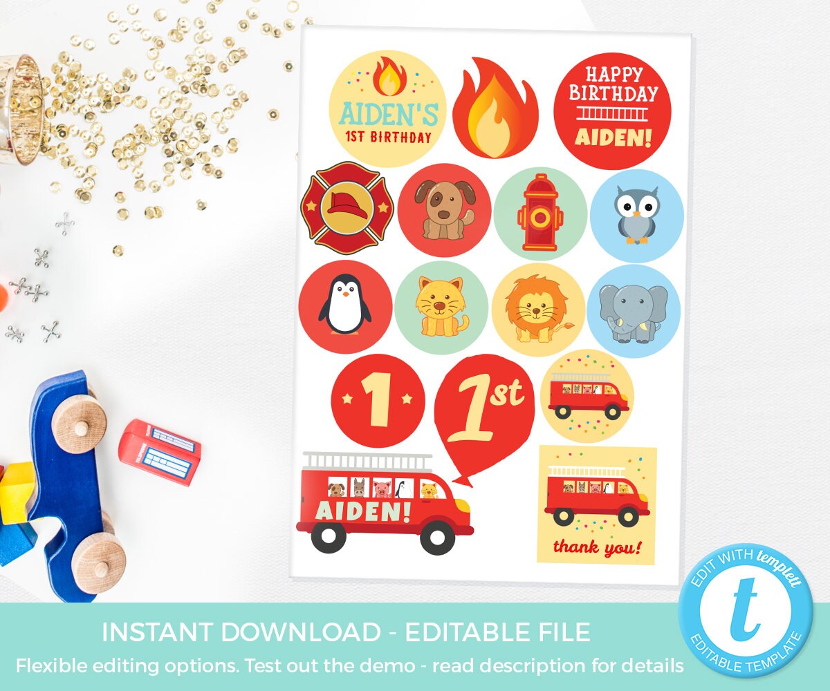 Firetruck Backdrop EDITABLE Template Fire Truck Sign - Etsy