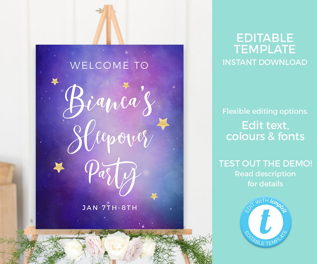 Galaxy Welcome Sign PRINTABLE, Galaxy Birthday Sign TEMPLATE, Space ...