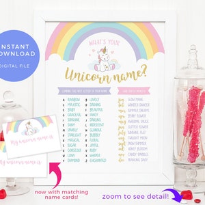 Unicorn Name Sign Printable, Unicorn Name Games, Unicorn Name Poster ...