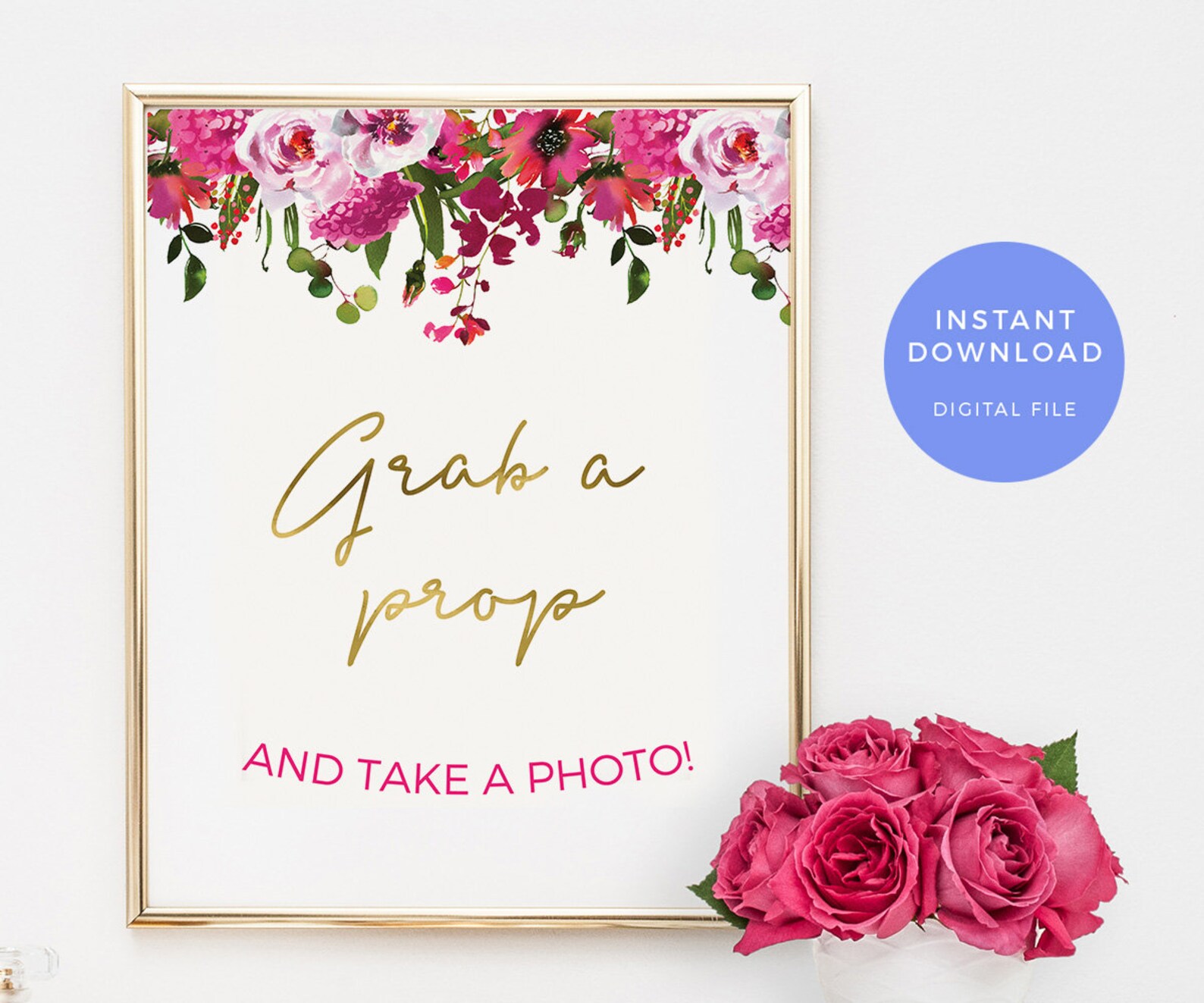 Grab a Prop Sign PRINTABLE. Red Pink Gold Photo Props Baby | Etsy