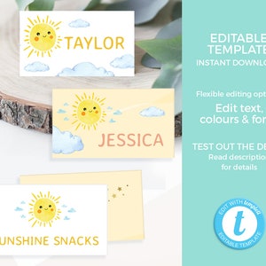 Sunshine Water Bottle Labels PRINTABLE, Little Sunshine Label TEMPLATE ...