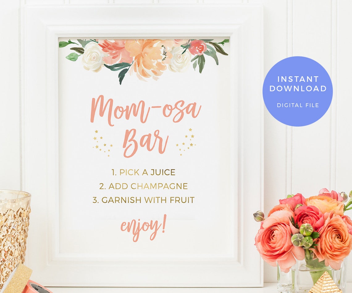 Nappy Raffle Sign and Ticket INSTANT Download, Peach Floral Nappy ...