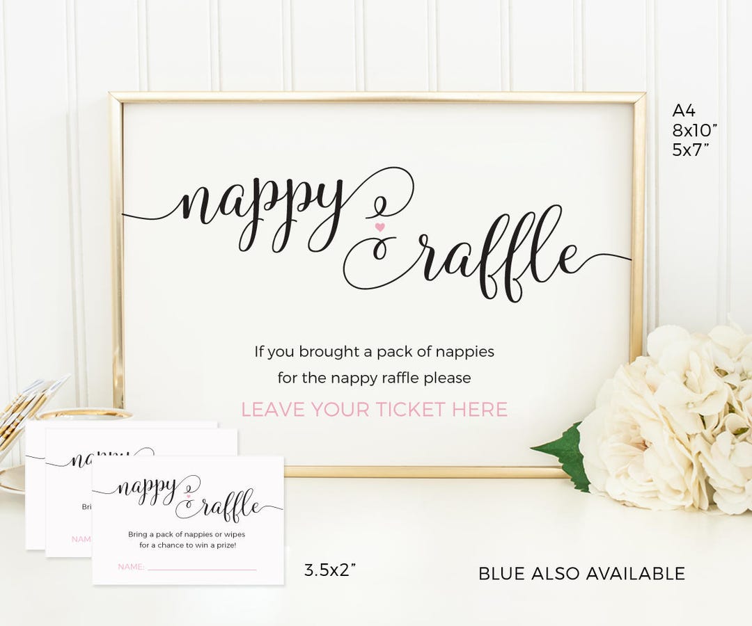 Nappy Raffle Tickets Printable, Black Modern Baby Shower Nappy Raffle ...