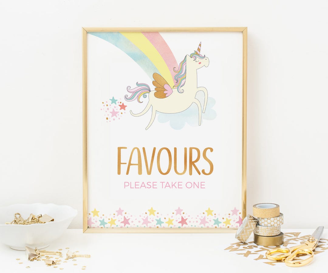Unicorn Sign, Unicorn Party Sign, PRINTABLE Unicorn Favours Sign, Kid ...