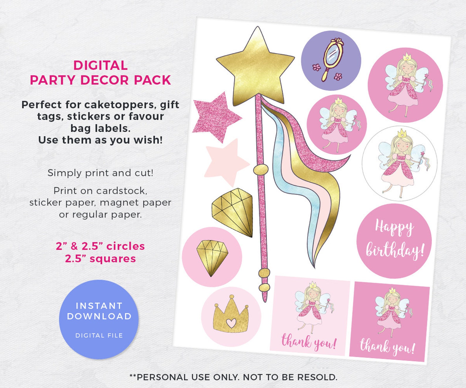 Princess Party Labels PRINTABLE Princess Favour Bag Labels - Etsy