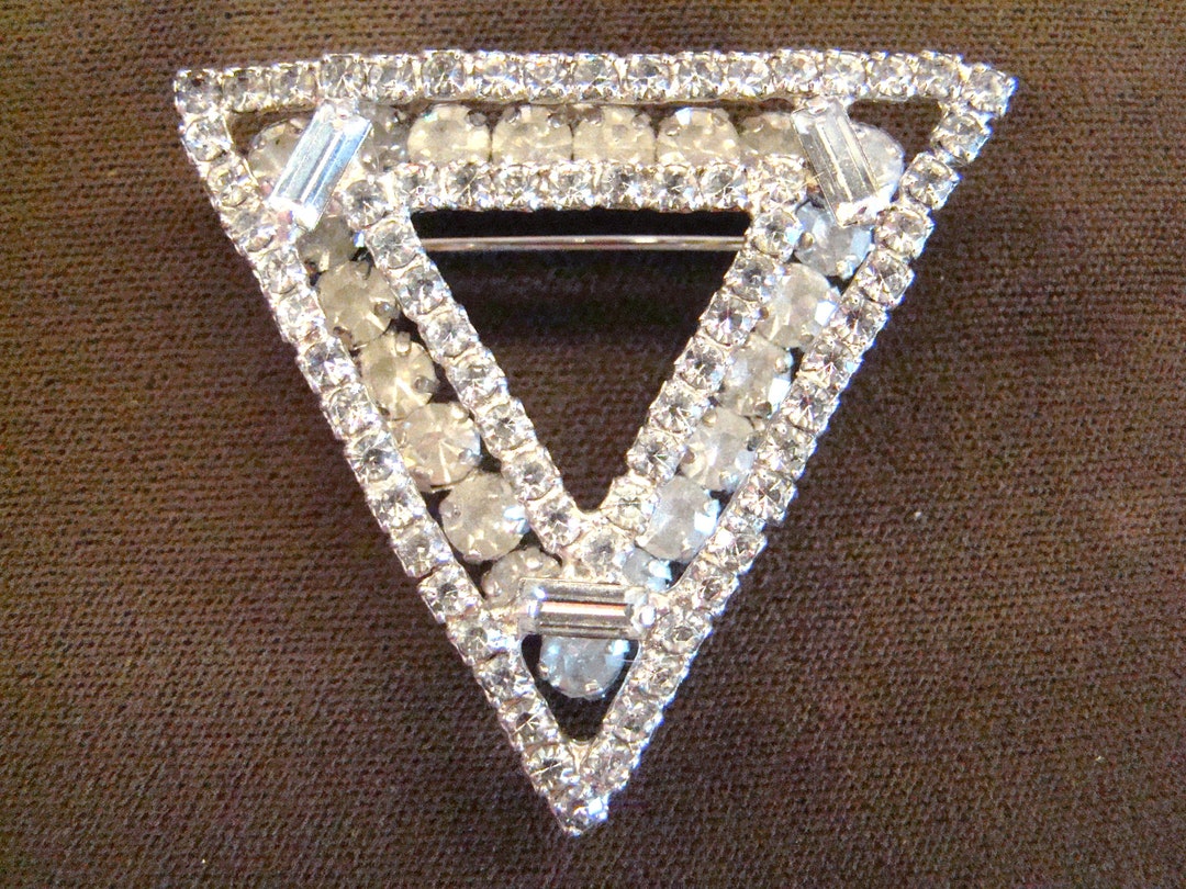 Rare Find JAY FLEX Sterling Silver Rhinestone Triangle Pin Brooch - Etsy