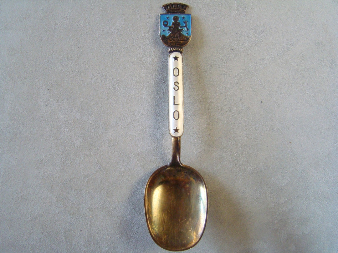 Rare Sterling Silver and Gilt Norne Enamel Spoon Oslo by Aksel Holmsen ...