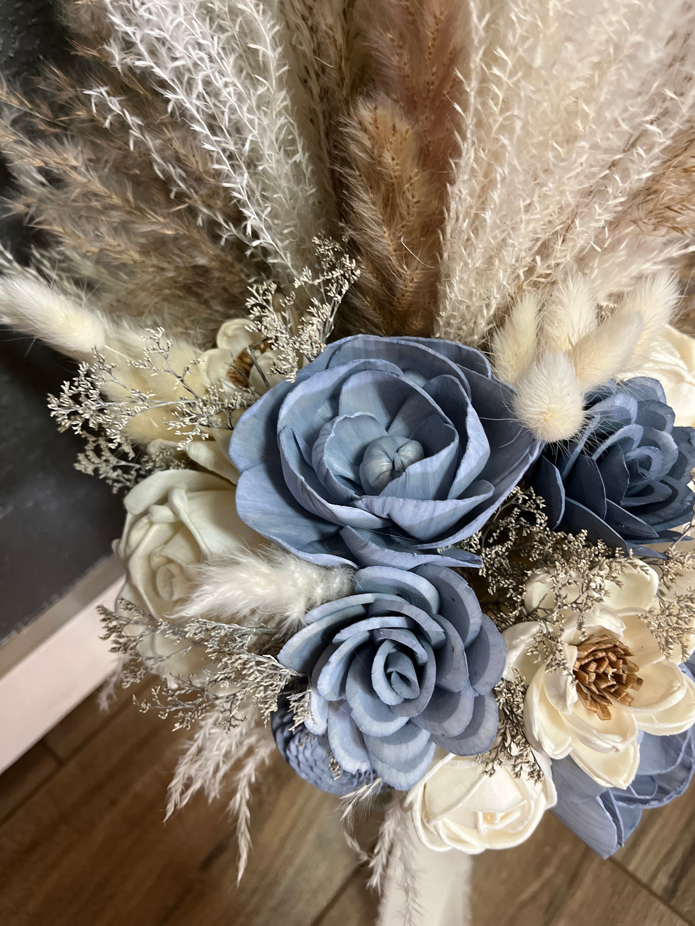 Blue Boho Bouquet, Dusty Blue Bouquet, Boho Bouquet, Slate Blue Bouquet ...