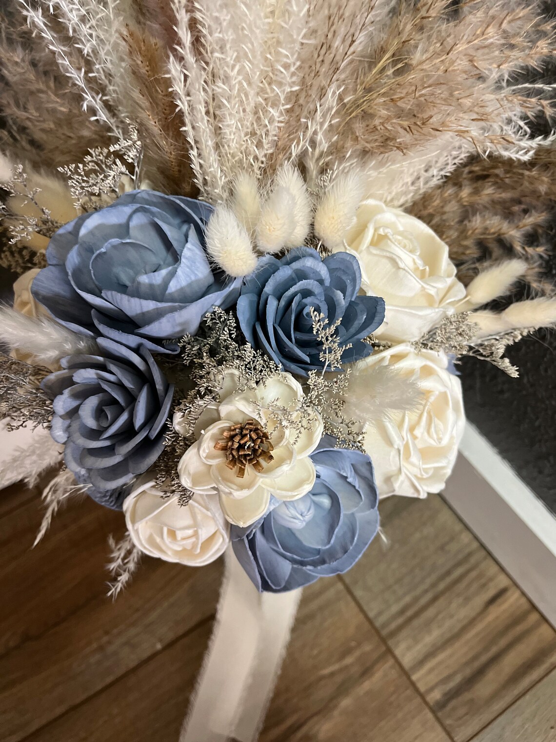 Blue Boho Bouquet, Dusty Blue Bouquet, Boho Bouquet, Slate Blue Bouquet ...