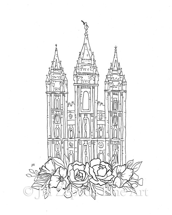 Salt Lake City LDS Temple Illustration Digital Download | Etsy