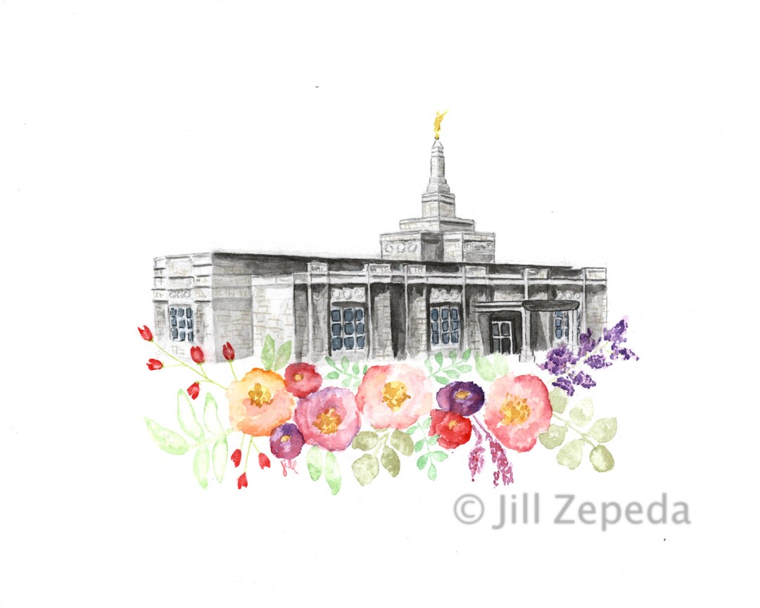 LDS Temple Watercolor Print, Birmingham Alabama - Etsy