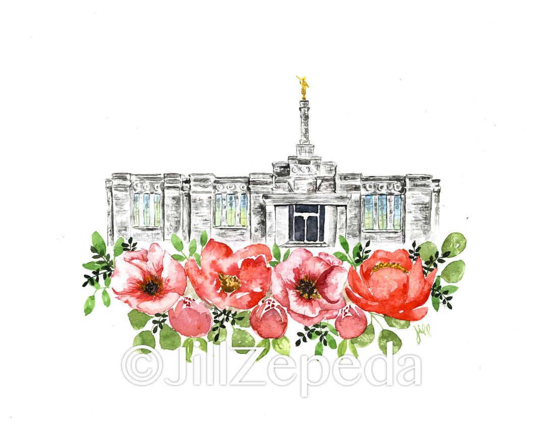 LDS Temple Watercolor Print (spokane), Spokane Washington LDS Temple ...