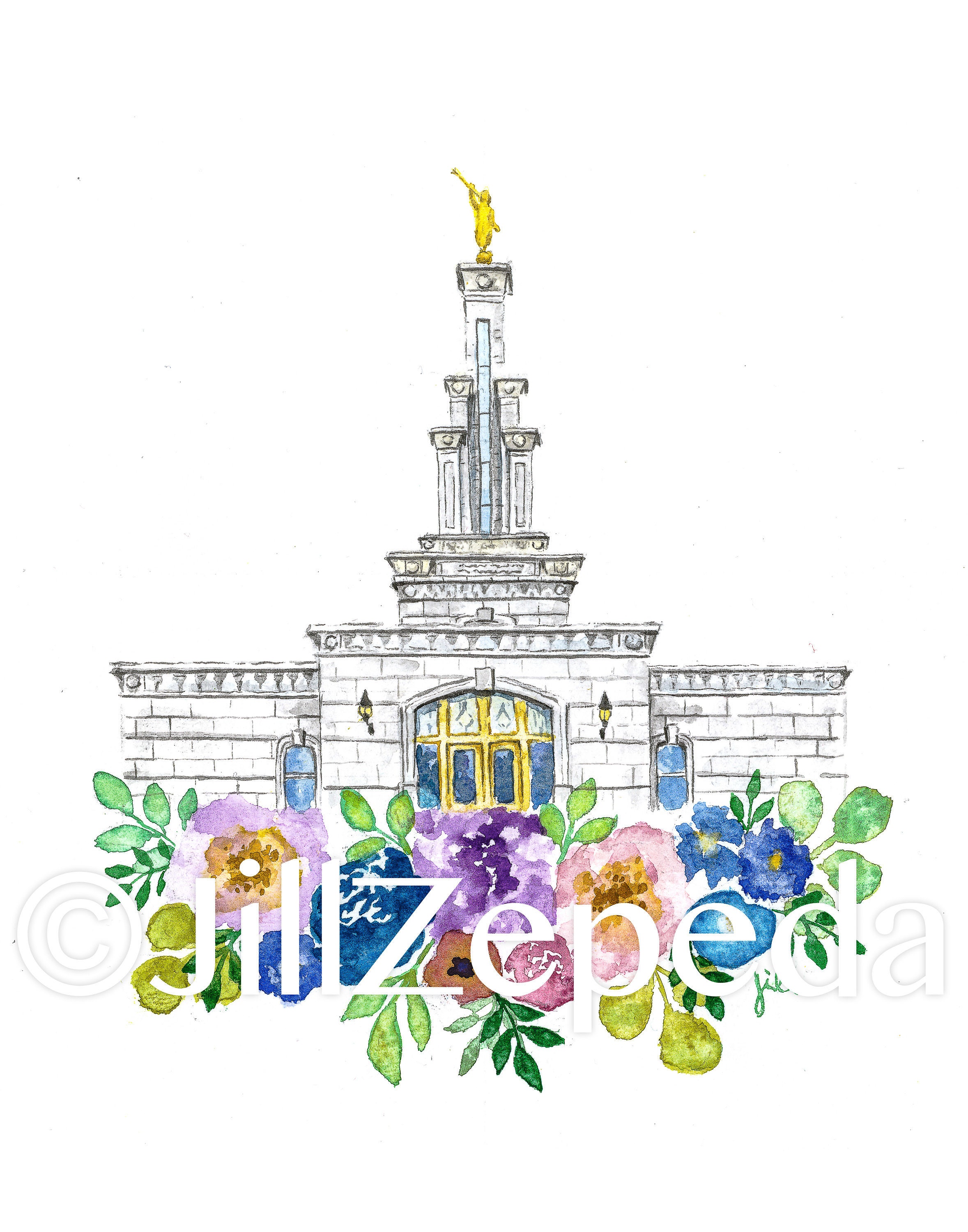 LDS Temple Watercolor, Columbia River Washington LDS Temple - Etsy