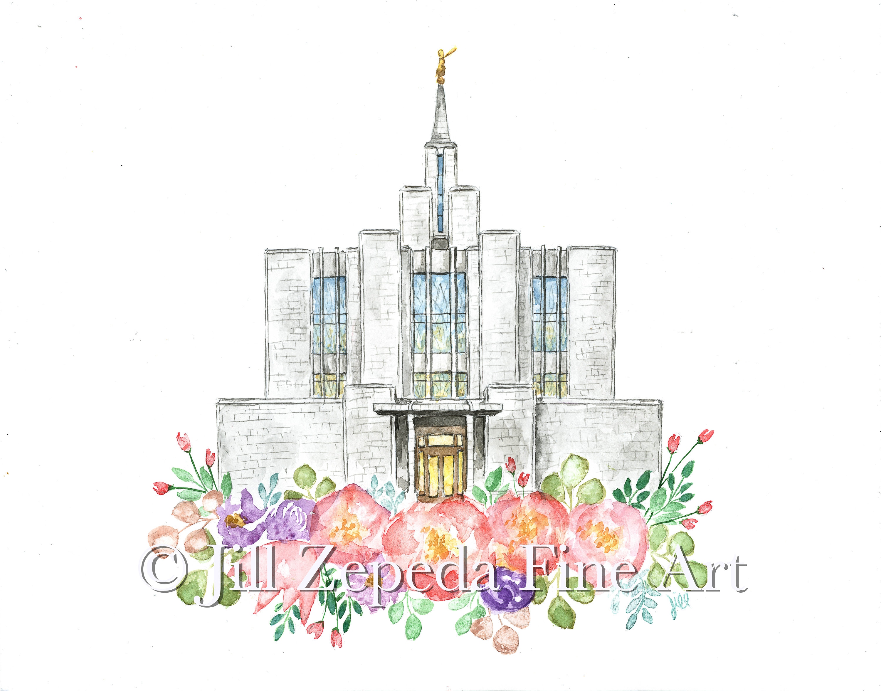 Calgary LDS Temple Watercolor, (calgary, Alberta, Canada) LDS Temple ...