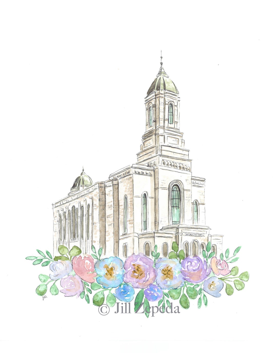 Heber, Utah LDS Temple Watercolor DIGITAL DOWNLOAD - Etsy