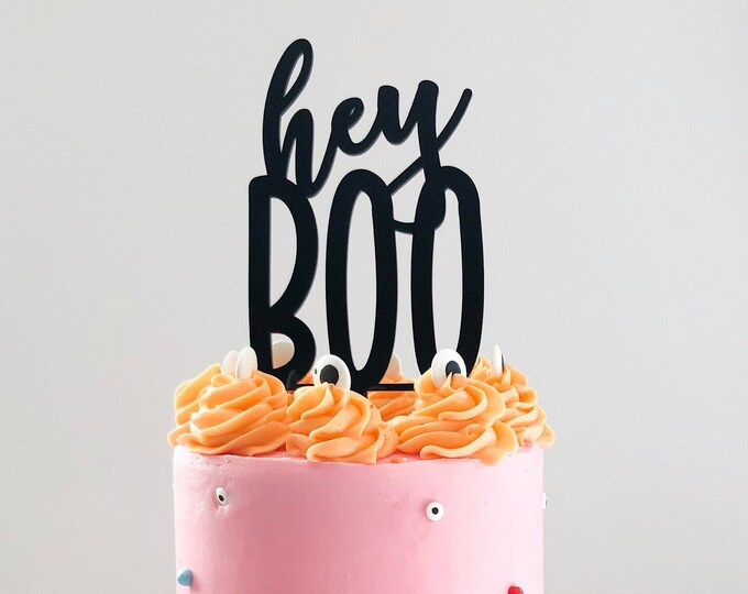 Halloween Cake Topper / Hey Boo - Etsy