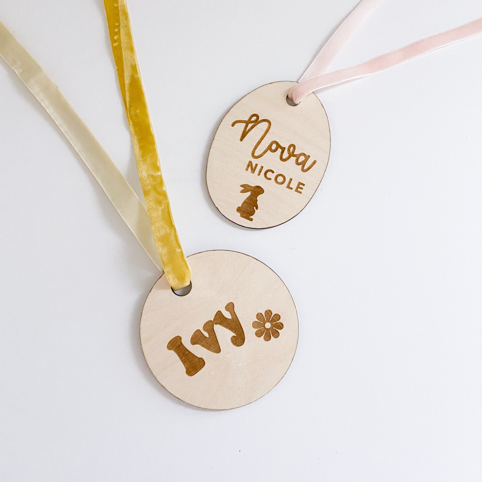 Daisy Name Tags / Custom Wood Name Tags - Etsy Norway