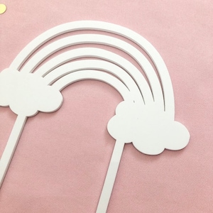 Rainbow Cake Topper / White Rainbow With Clouds Topper - Etsy