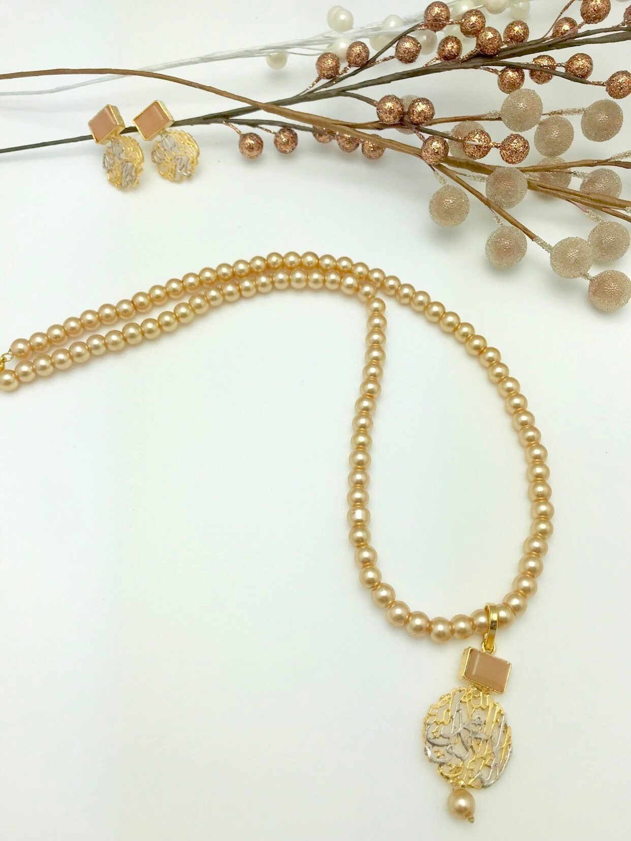 BACK IN STOCK, Calligraphy Neckalce Earrings Set, Beaded Necklace Set ...