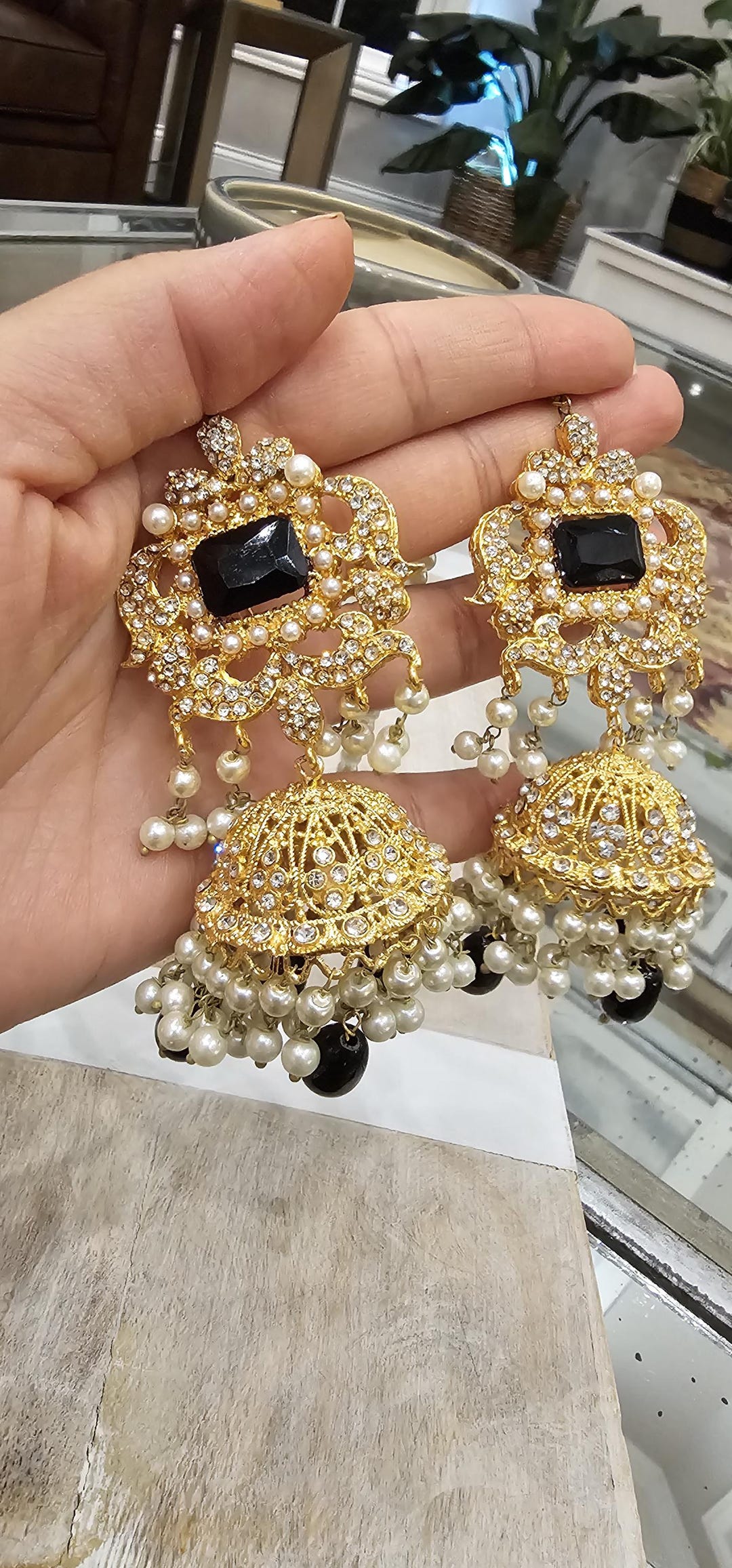 MUST HAVE, Gold Plated Jhumkay With Saharay | Traditional Jewelry - Etsy