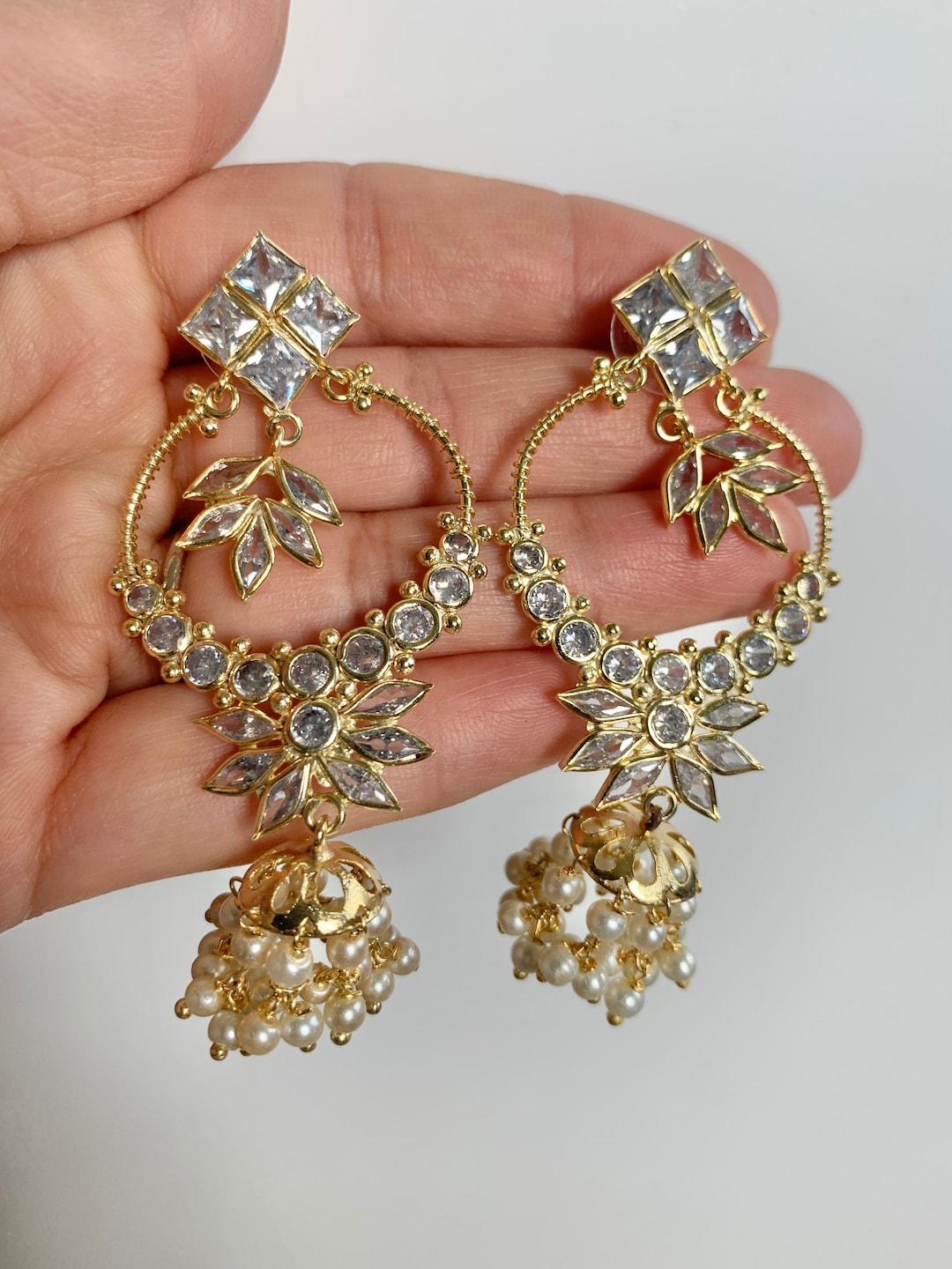 Golden Jhumkay Earrings, Indian Pakistani Jewelry | - Etsy