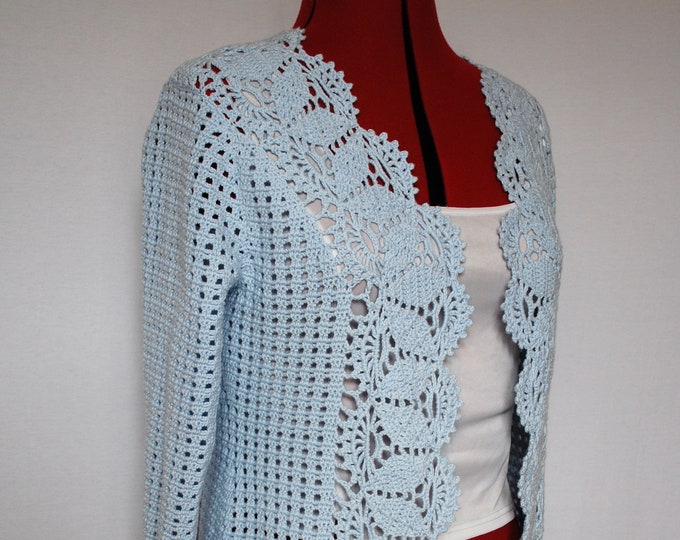 Crochet Women Summer Artic Blue Lace Jacket, Lace Summer Cardigan - Etsy