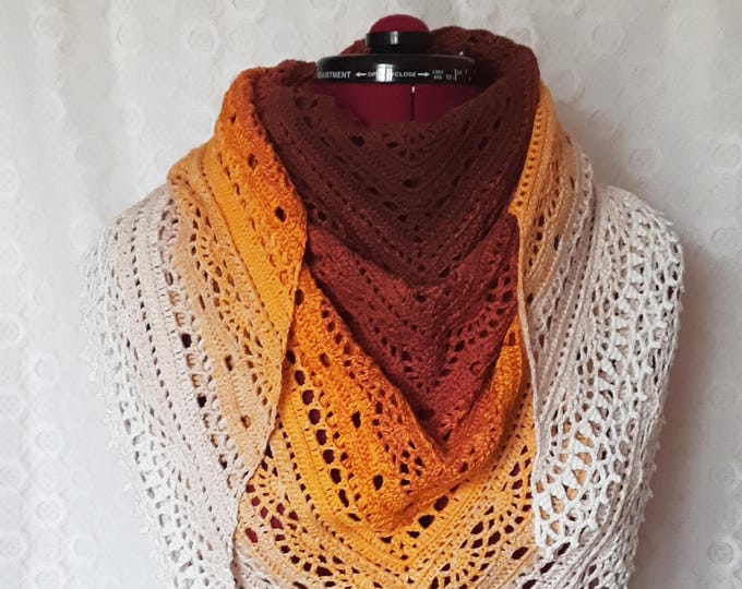 Triangle Crochet Small Cotton Shawl, Summer Lace Shawl, Gift for Her ...