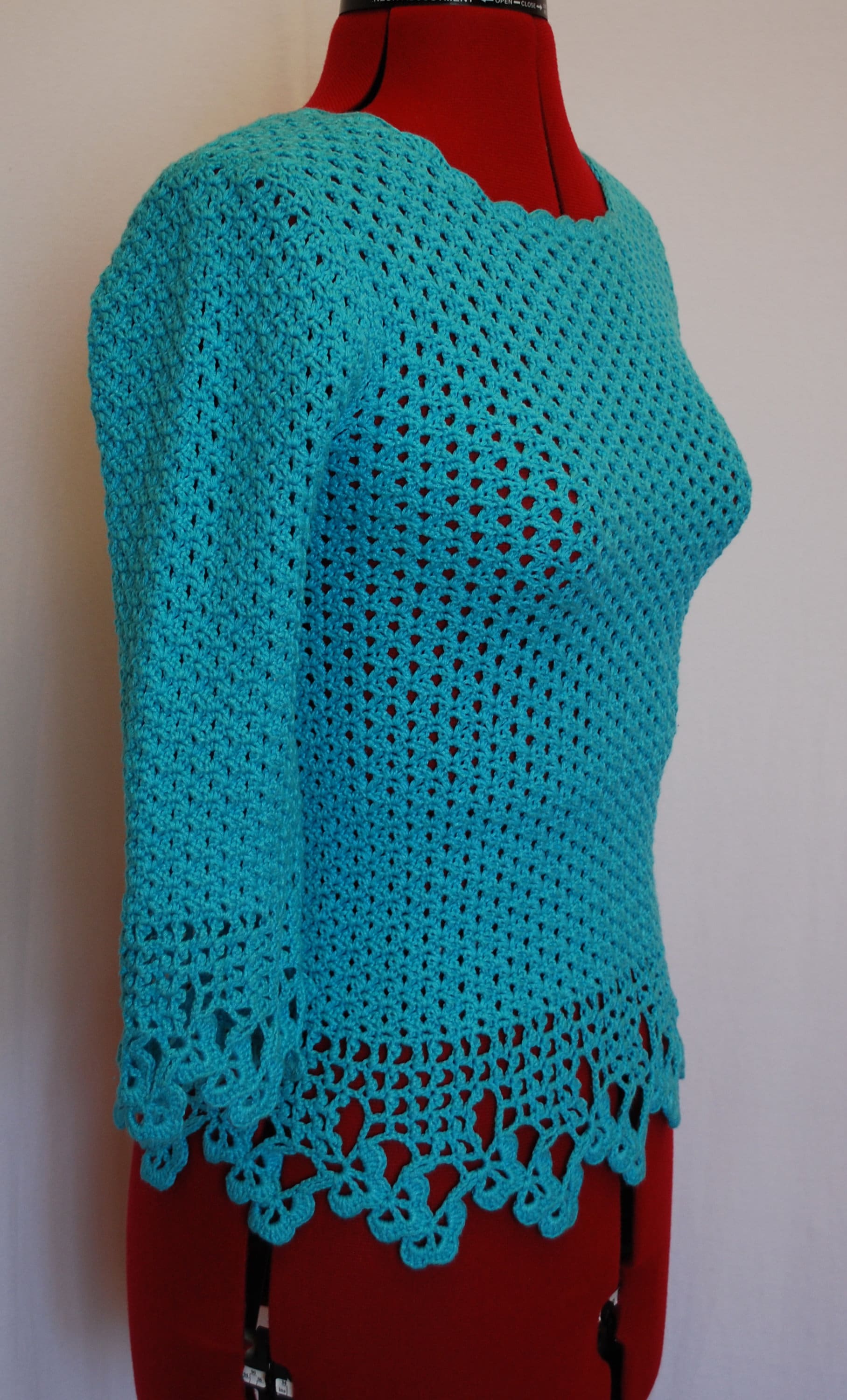 Turquoise Crochet Blouse: Cotton Bamboo Summer Top - Etsy