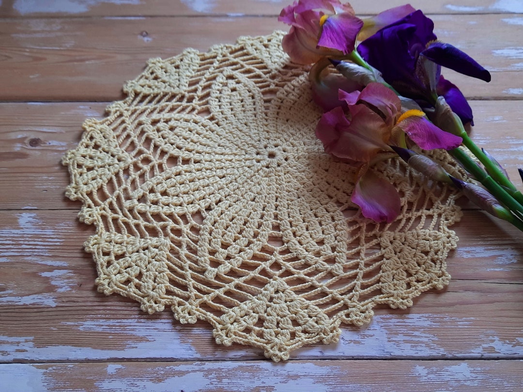 Crochet Cotton Doily: Light Yellow Round Tablecloth, Home Decor - Etsy