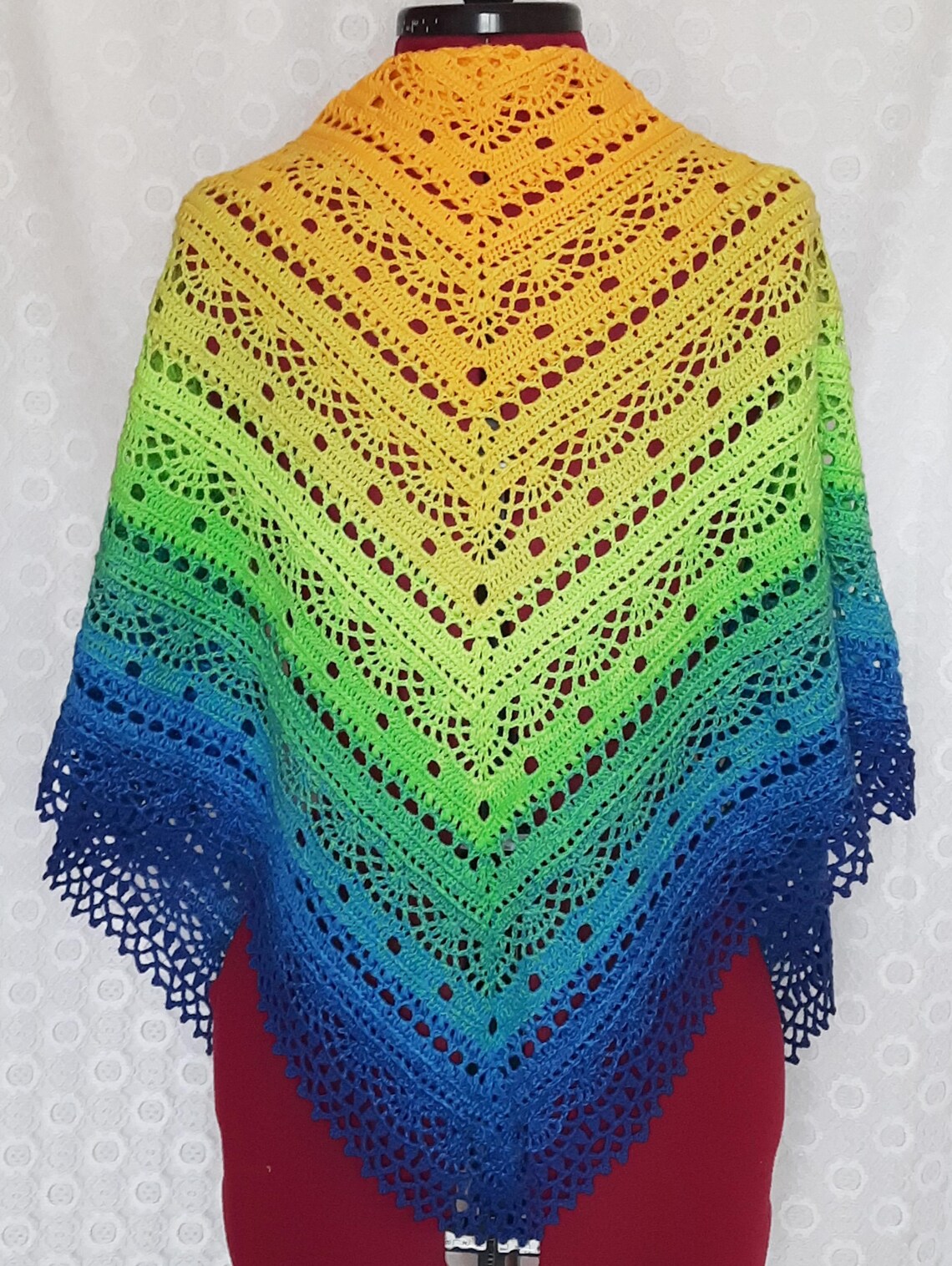 Crochet Triangle Shawl, Rainbow Lace Cotton Shawlette - Etsy