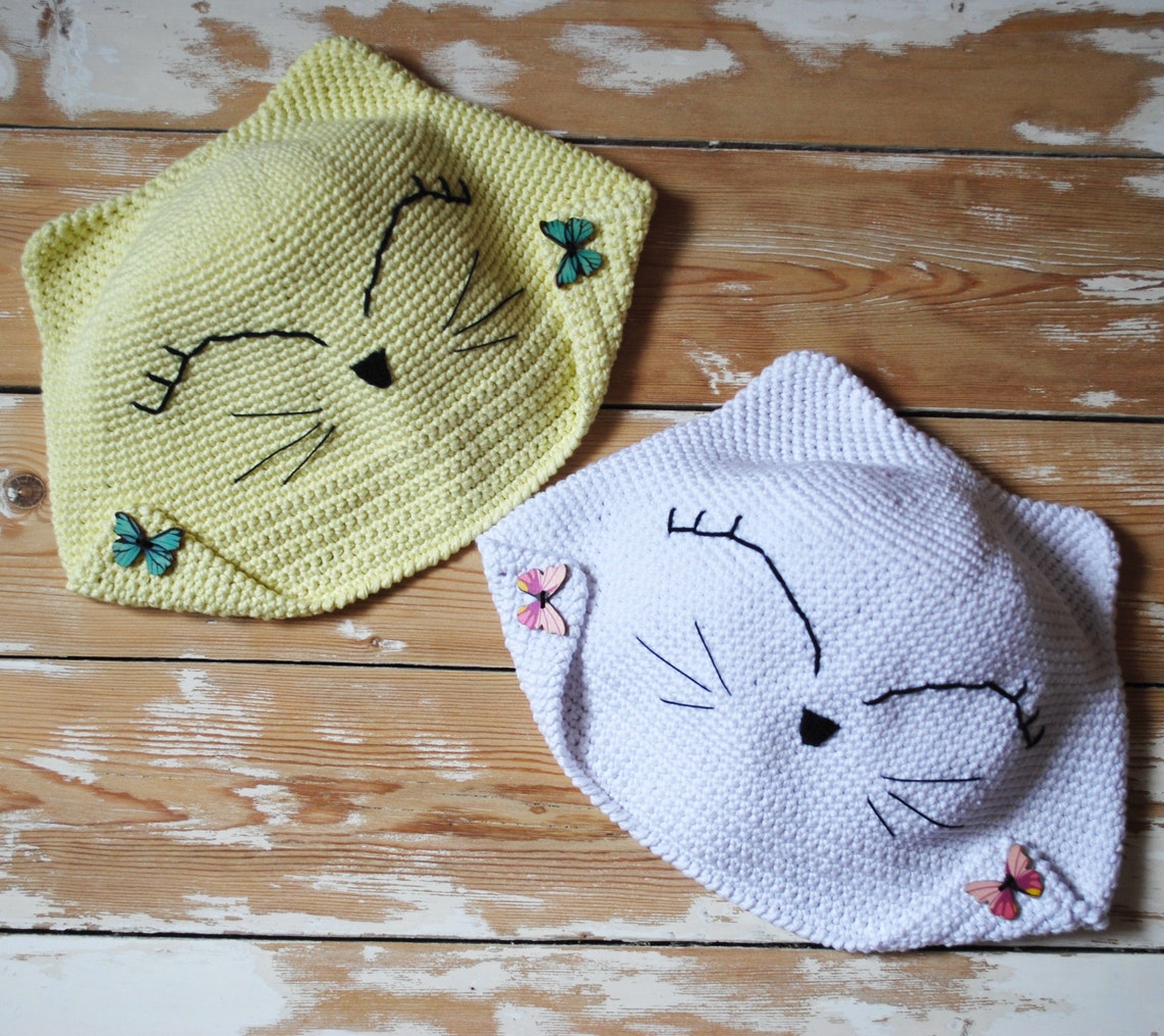 PDF PATTERN Crochet Cat Cap, Summer Hat - Etsy