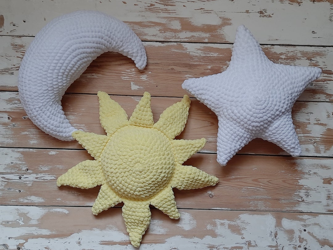 Crochet Set of Small Plush Star, Moon, and Sun Toys, Kids Room Decor - Etsy