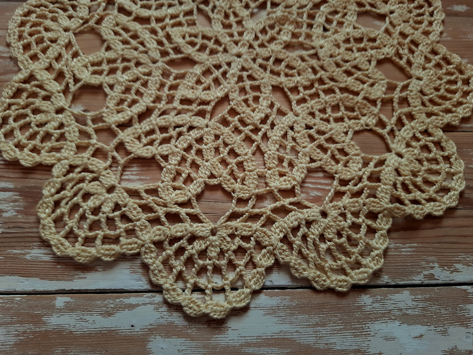 Cotton Light Yellow Crochet Doily, Round Tablecloth, Crochet Home Decor ...