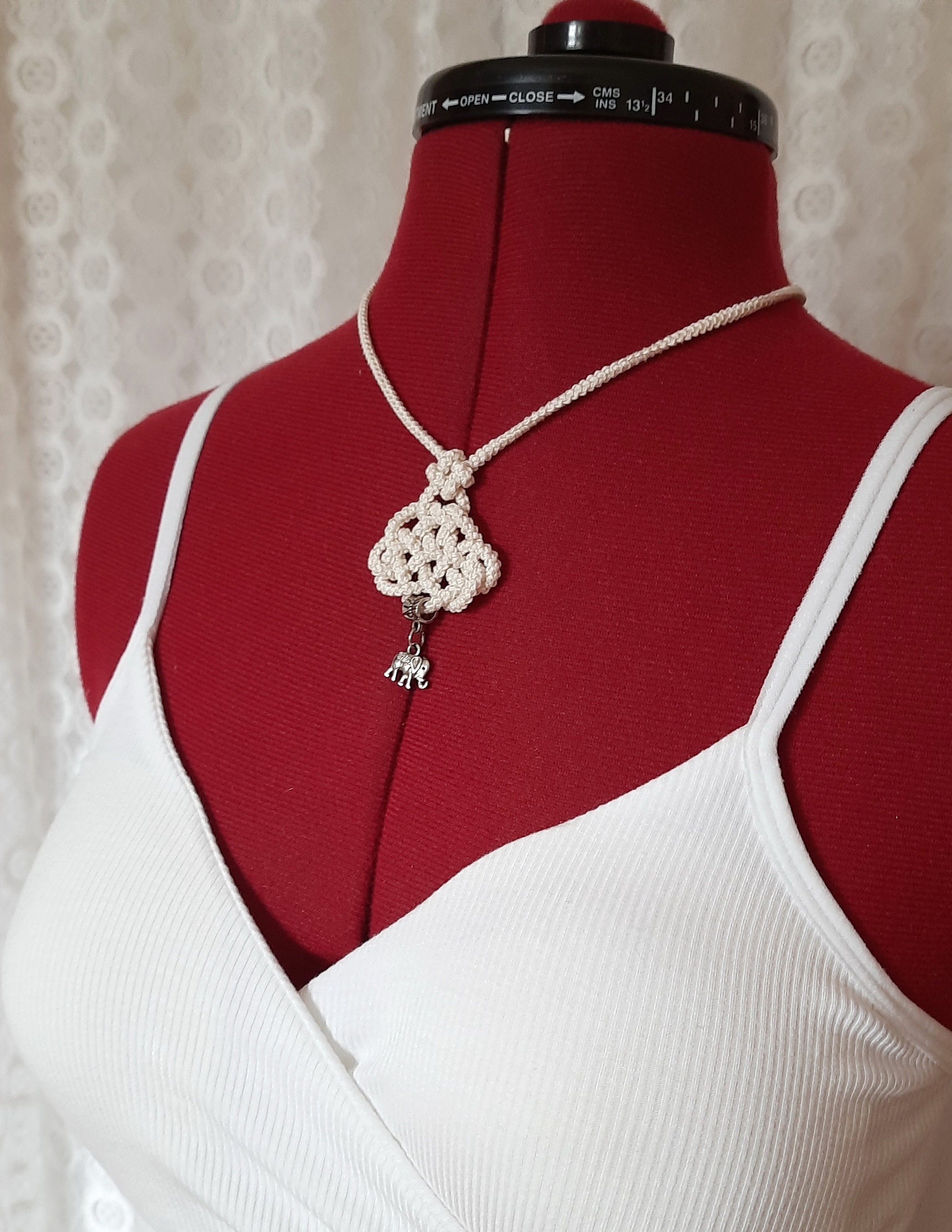 Crochet Cotton Necklace With Pendant, Handmade Choker, Knot for Luck - Etsy