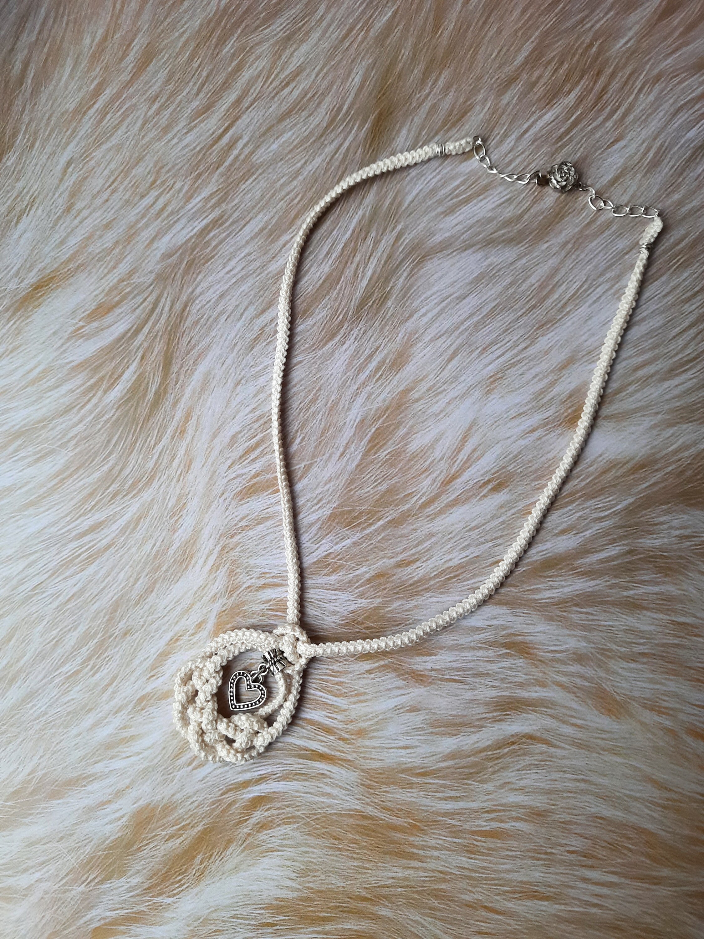 Crochet Cotton Necklace With Pendant, Handmade Choker, Knot for Luck - Etsy