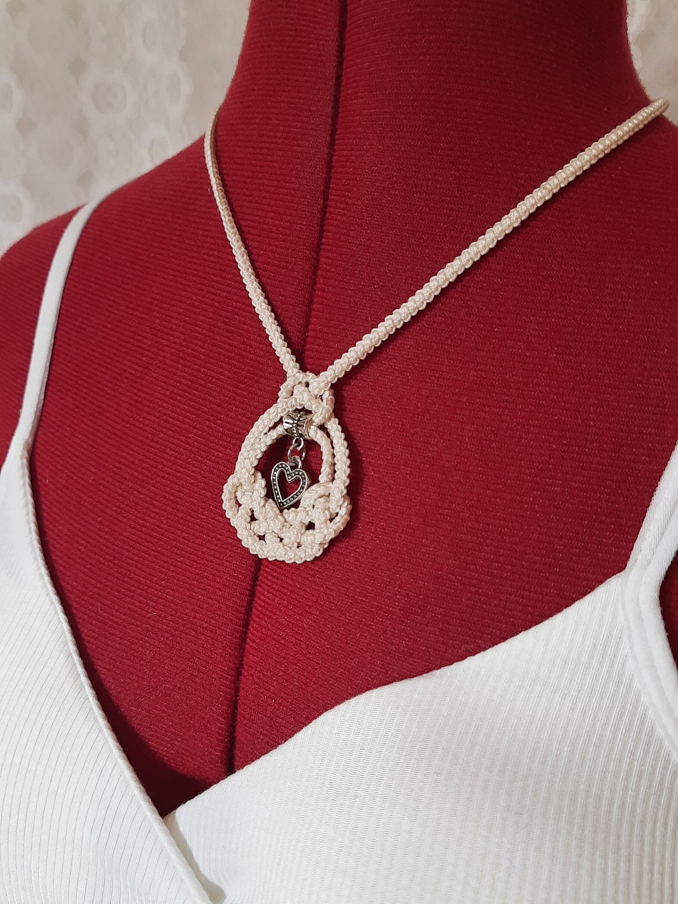 Crochet Cotton Necklace With Pendant, Handmade Choker, Knot for Luck - Etsy