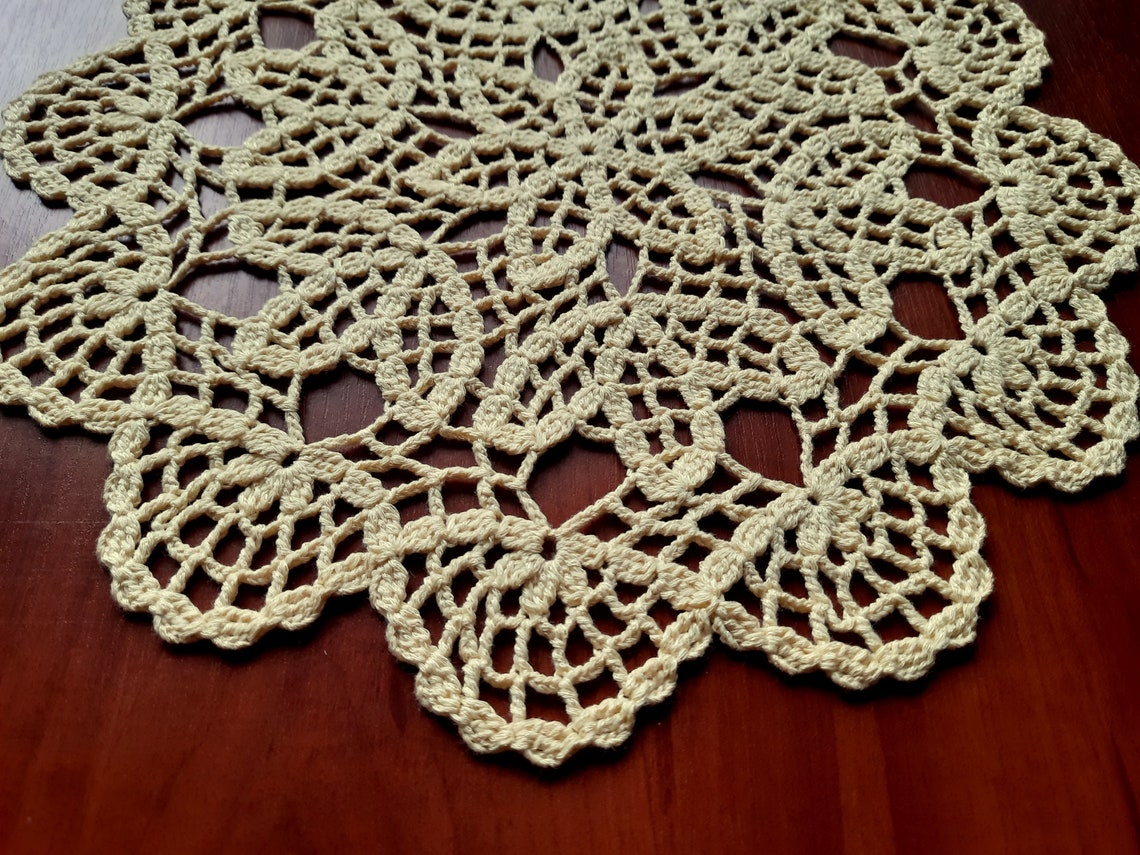 Cotton Light Yellow Crochet Doily, Round Tablecloth, Crochet Home Decor ...