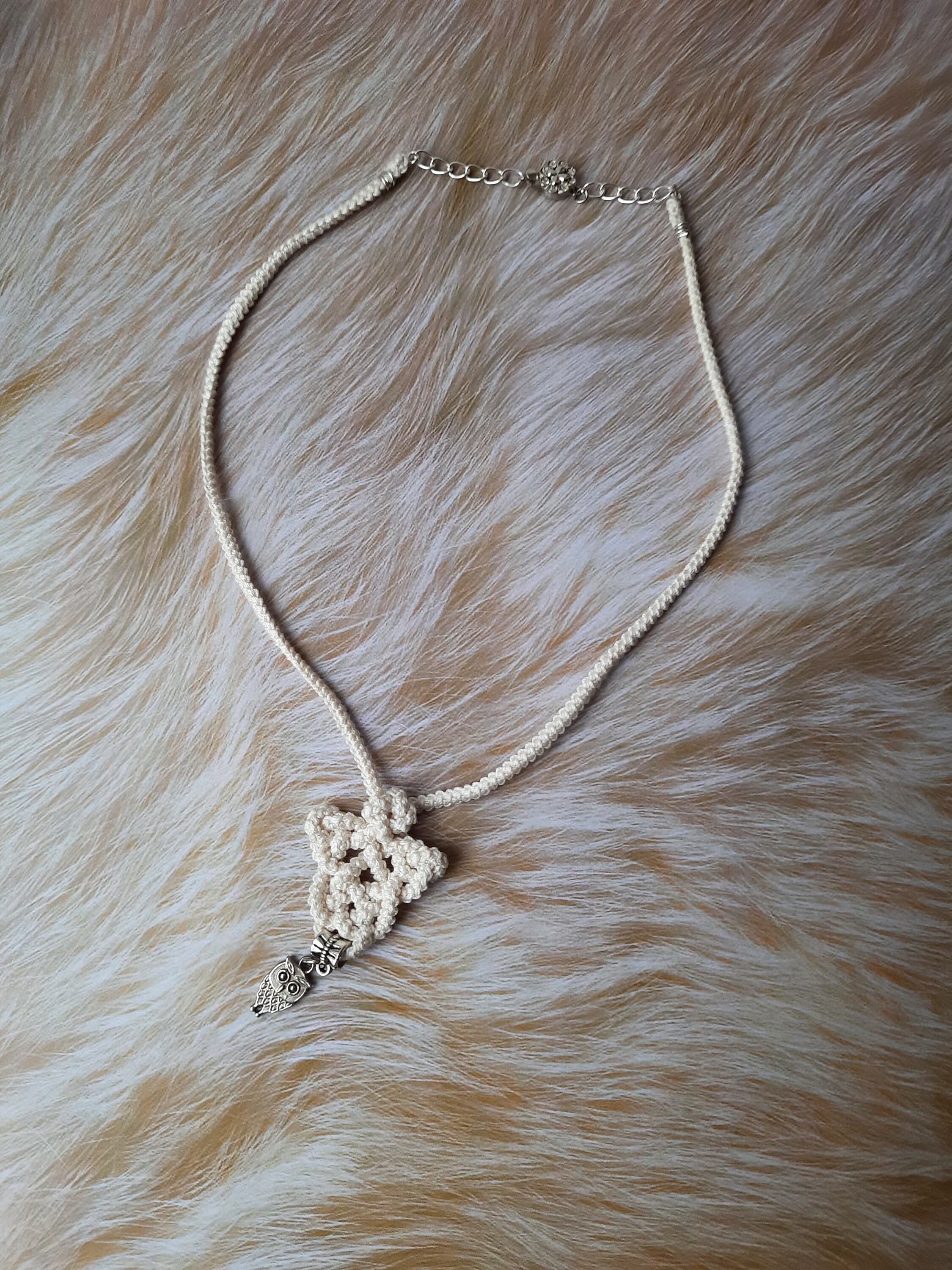 Crochet Cotton Necklace With Pendant, Handmade Choker, Knot for Luck - Etsy