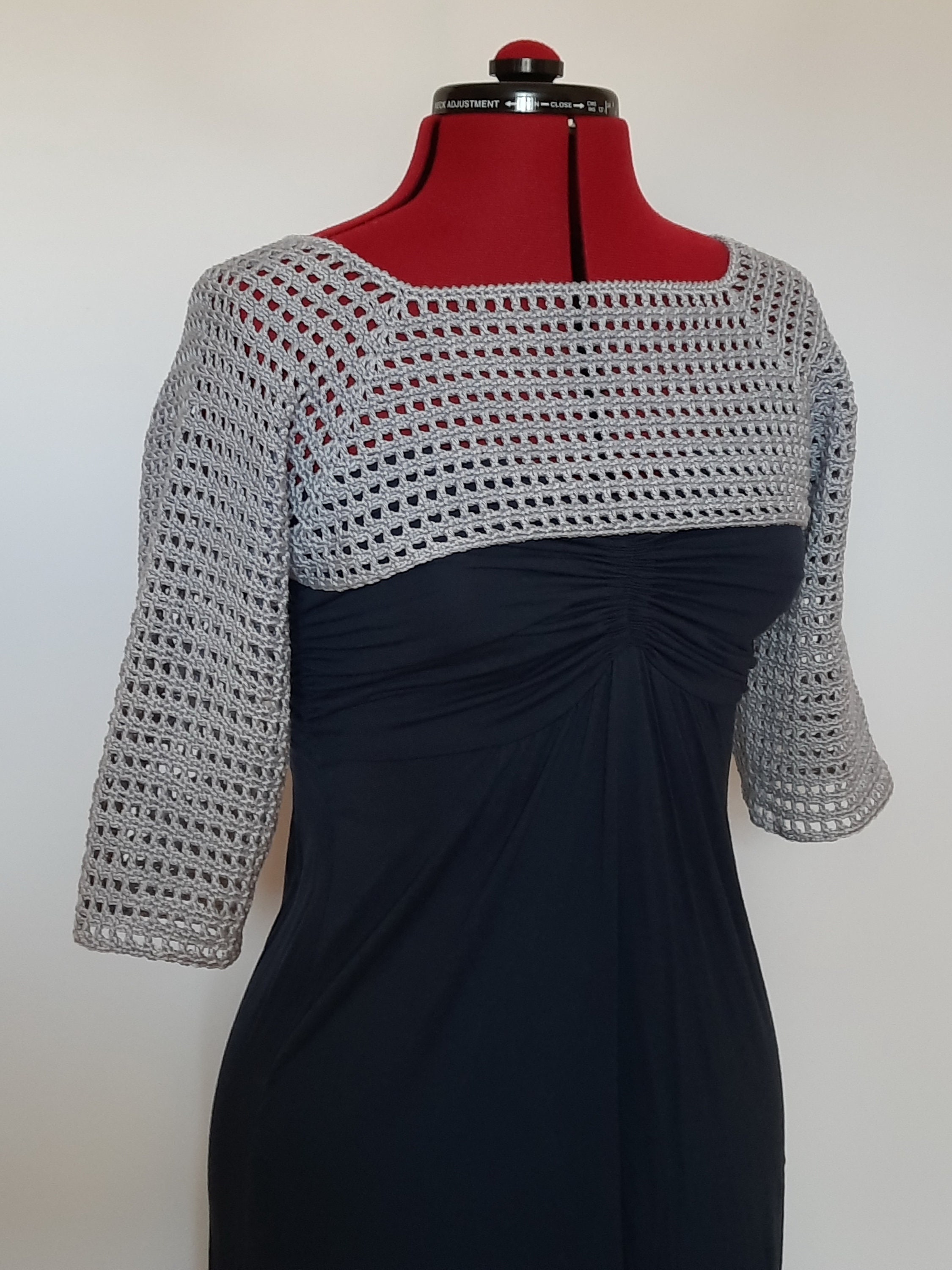 Crocheted Lace Cotton Bolero Shrug - Gray Half Sleeve Top - Etsy